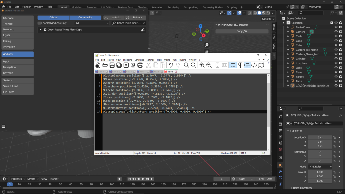 Blender to JSX Export, React Three Fiber Code - Sinan Isler - WordPress ... Blender to JSX Export, React Three Fiber Code - Sinan Isler - WordPress ...