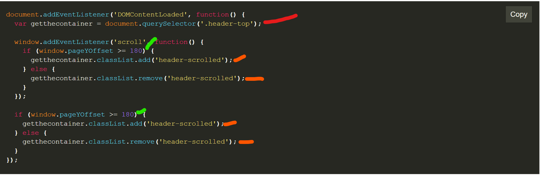 Sticky header change height classs if page scrolled - Sinan Isler - WordPress Developer